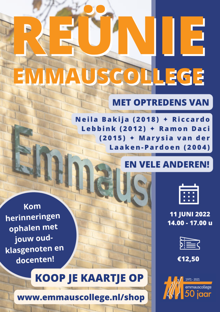 Koop je kaartje voor de reünie! | Emmauscollege